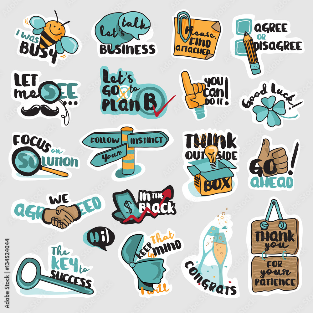 Set of flat design business signs. Isolated vector illustrations for ...