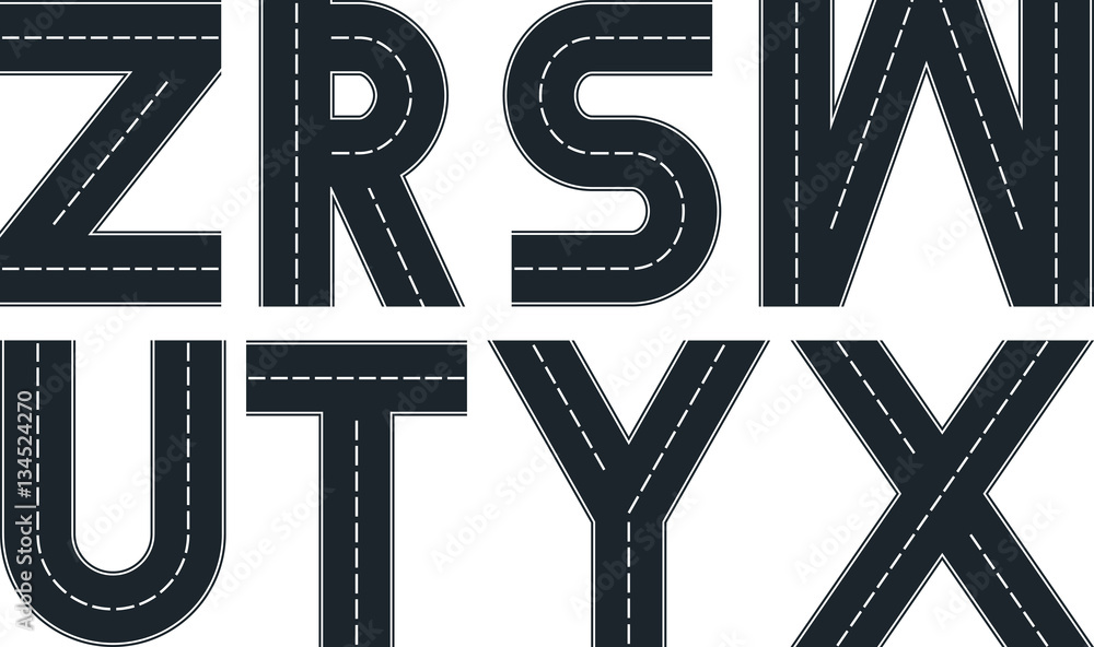 font in shape of road Stock Vector | Adobe Stock