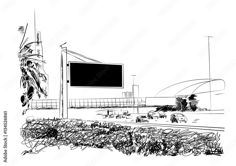 Billboard sketch in vector. Stock Vector | Adobe Stock