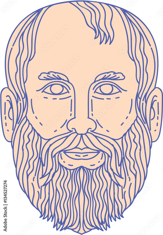 Plato Greek Philosopher Head Mono Line Stock Vector | Adobe Stock