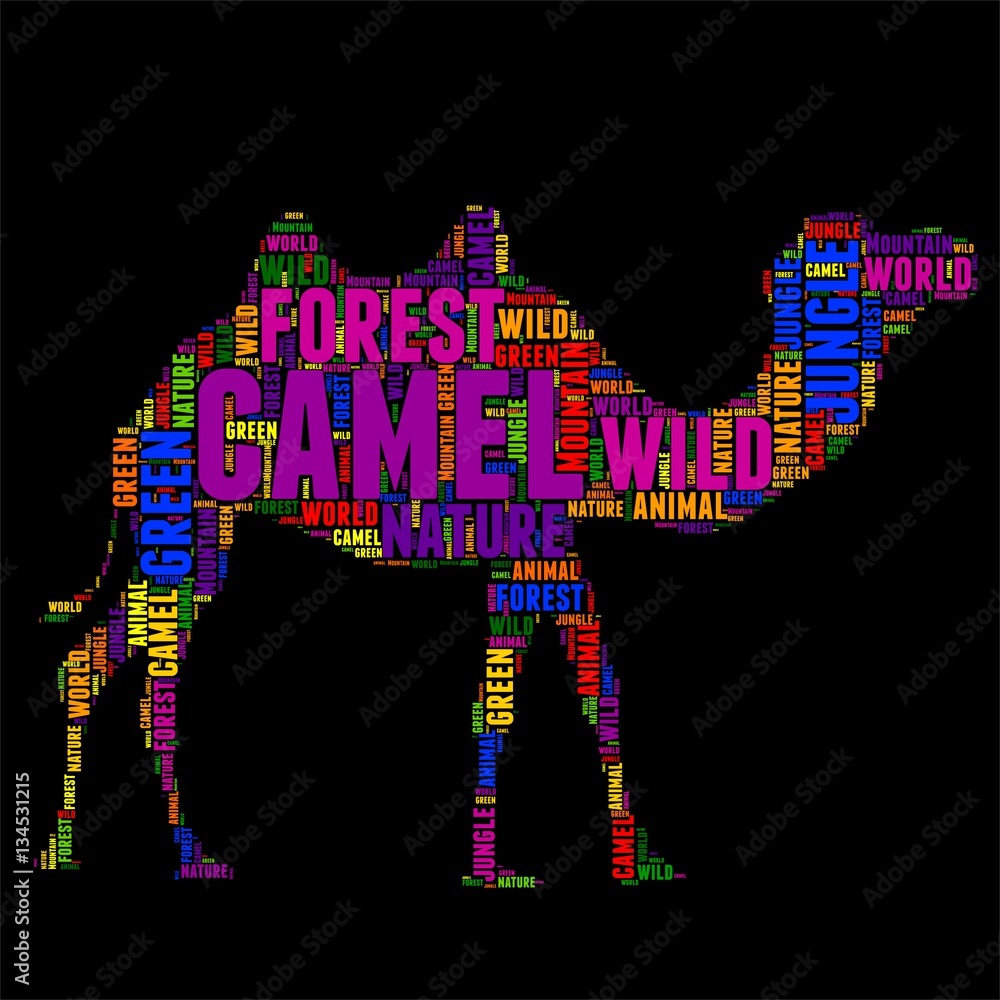 camel Typography word cloud colorful Vector illustration Stock Vector ...