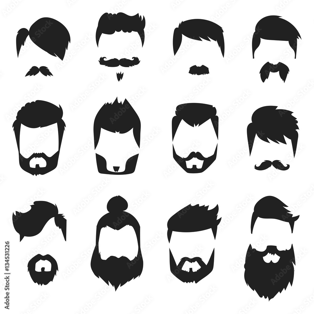 Hairstyle beard and hair face cut mask flat cartoon vector. Stock ...