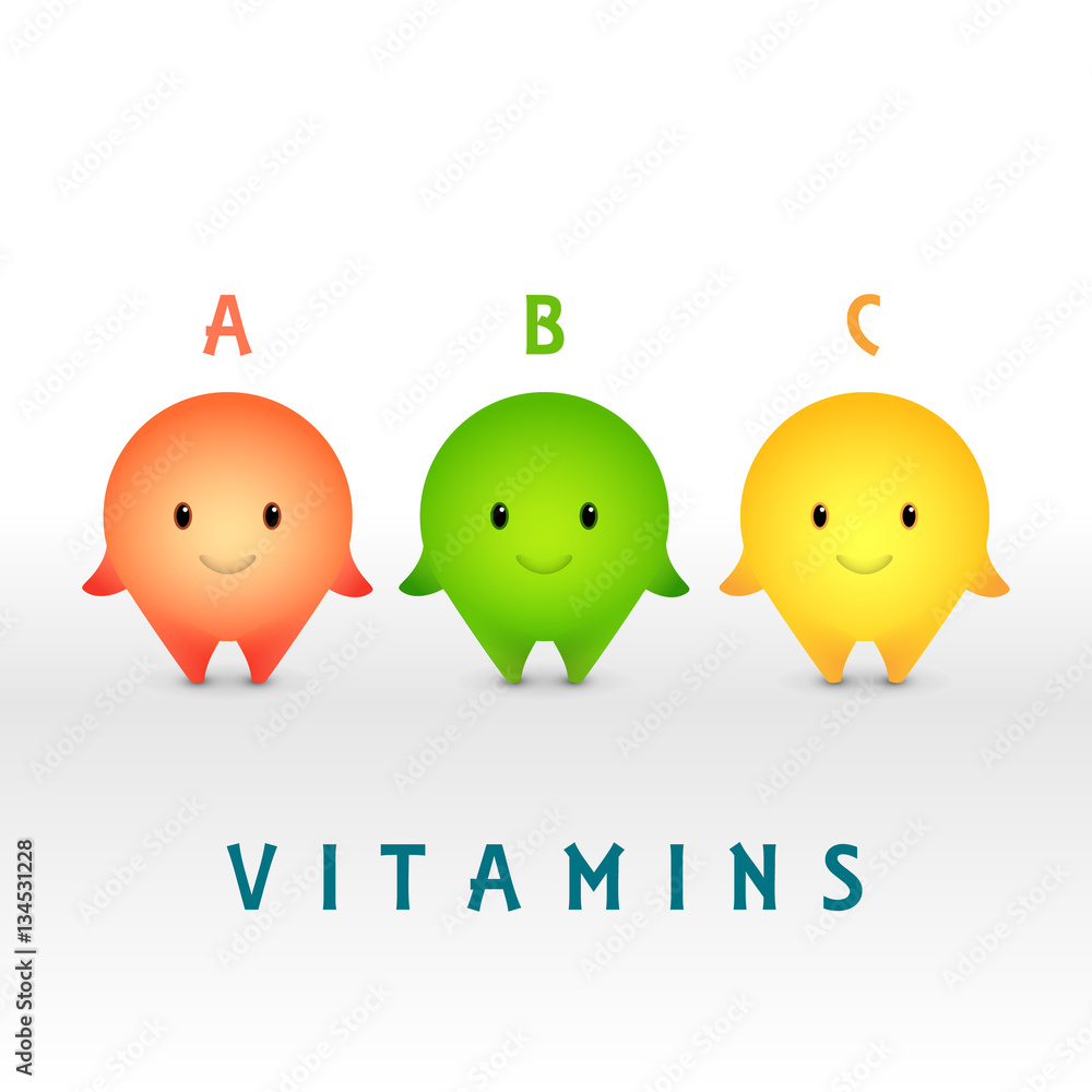 Cartoon characters. Vitamin pills for healthy lifestyle. Stock Vector ...