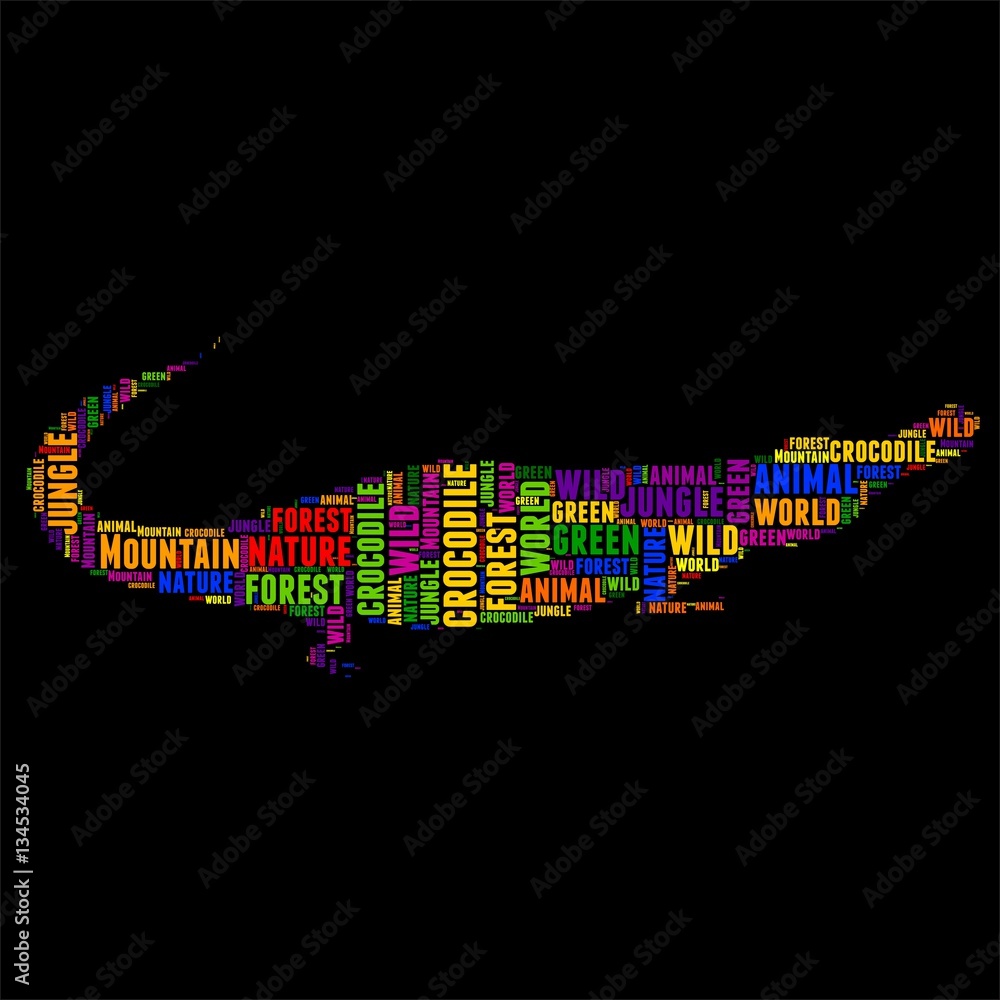 crocodile Typography word cloud colorful Vector illustration Stock ...