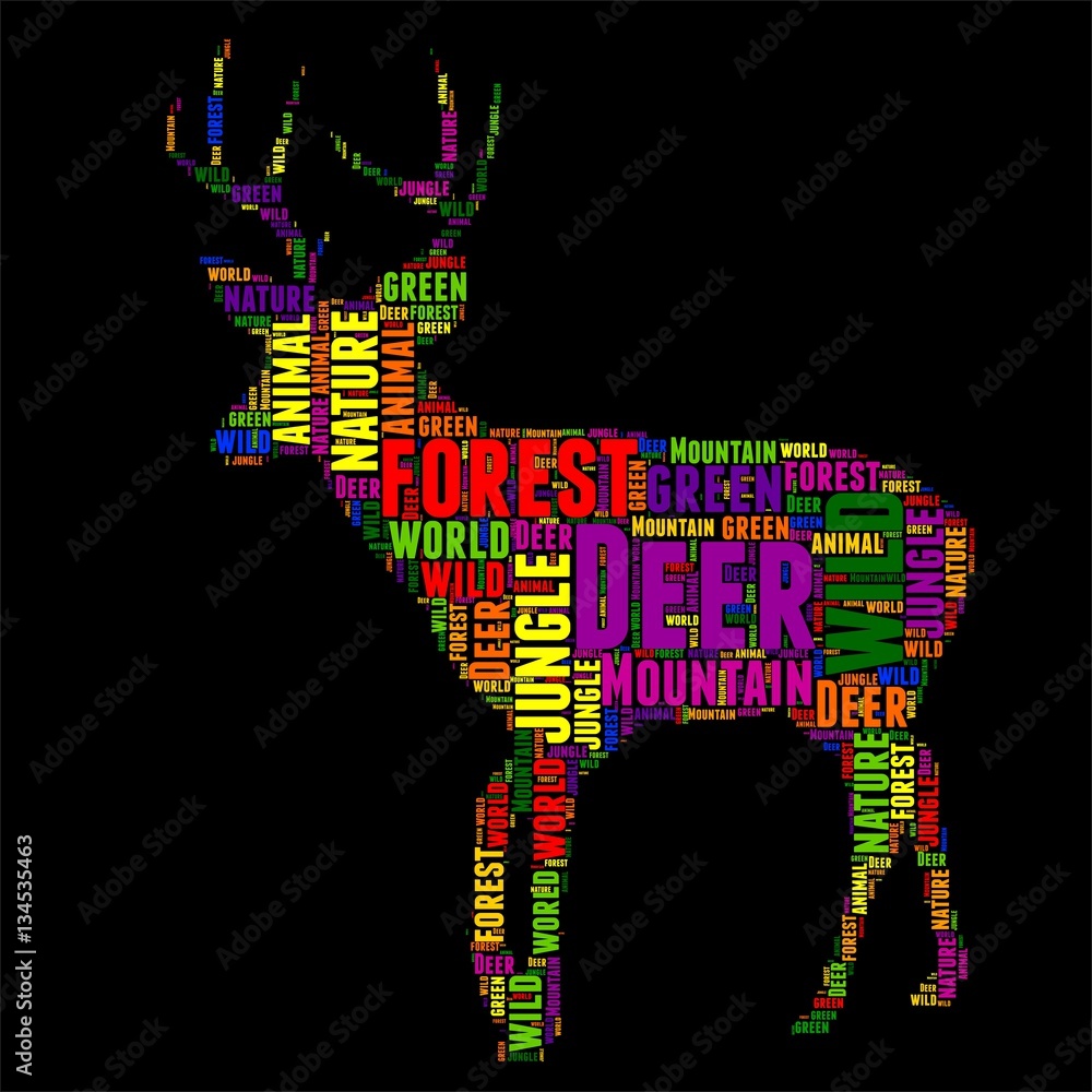Deer Typography word cloud colorful Vector illustration Stock Vector ...