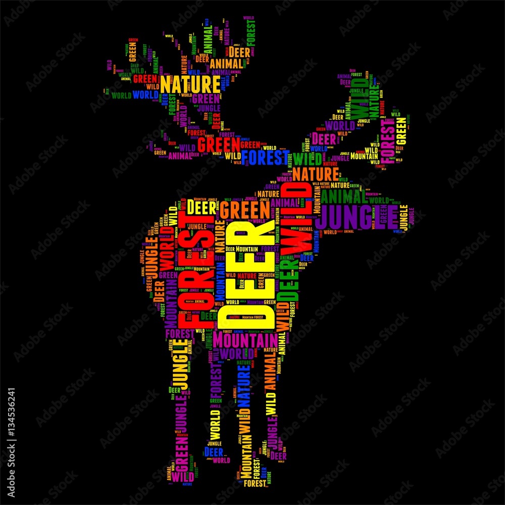 Deer Typography word cloud colorful Vector illustration Stock Vector ...