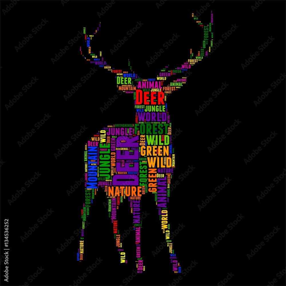 Deer Typography word cloud colorful Vector illustration Stock Vector ...