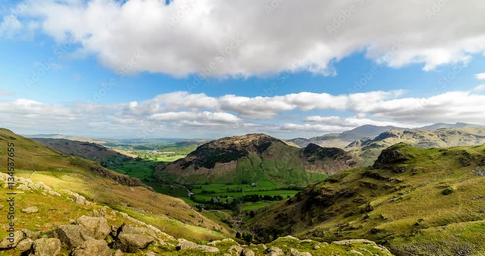 Amazing mountain landscape panorama time lapse zoom in Stock Video ...