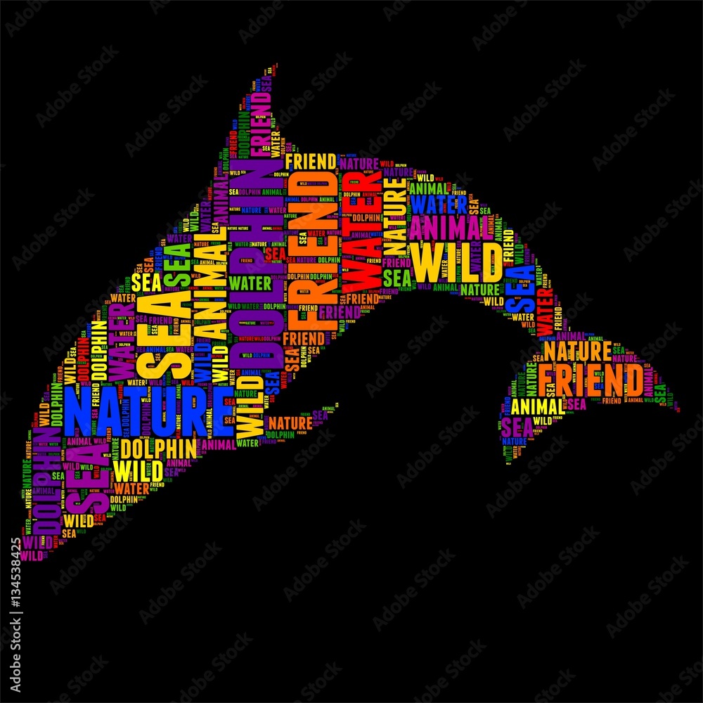 dolphin Typography word cloud colorful Vector illustration Stock Vector ...