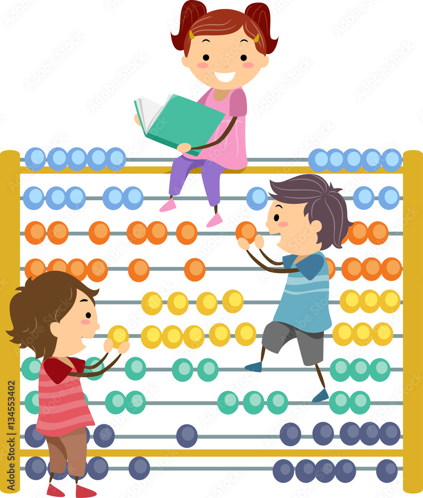 Stickman Kids Abacus Stock Vector | Adobe Stock