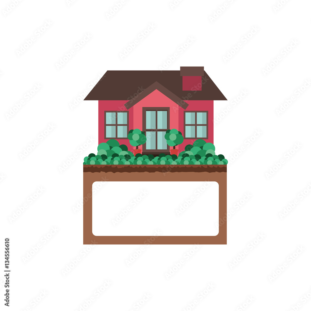 comfortable house design with label vector illustration Stock Vector ...