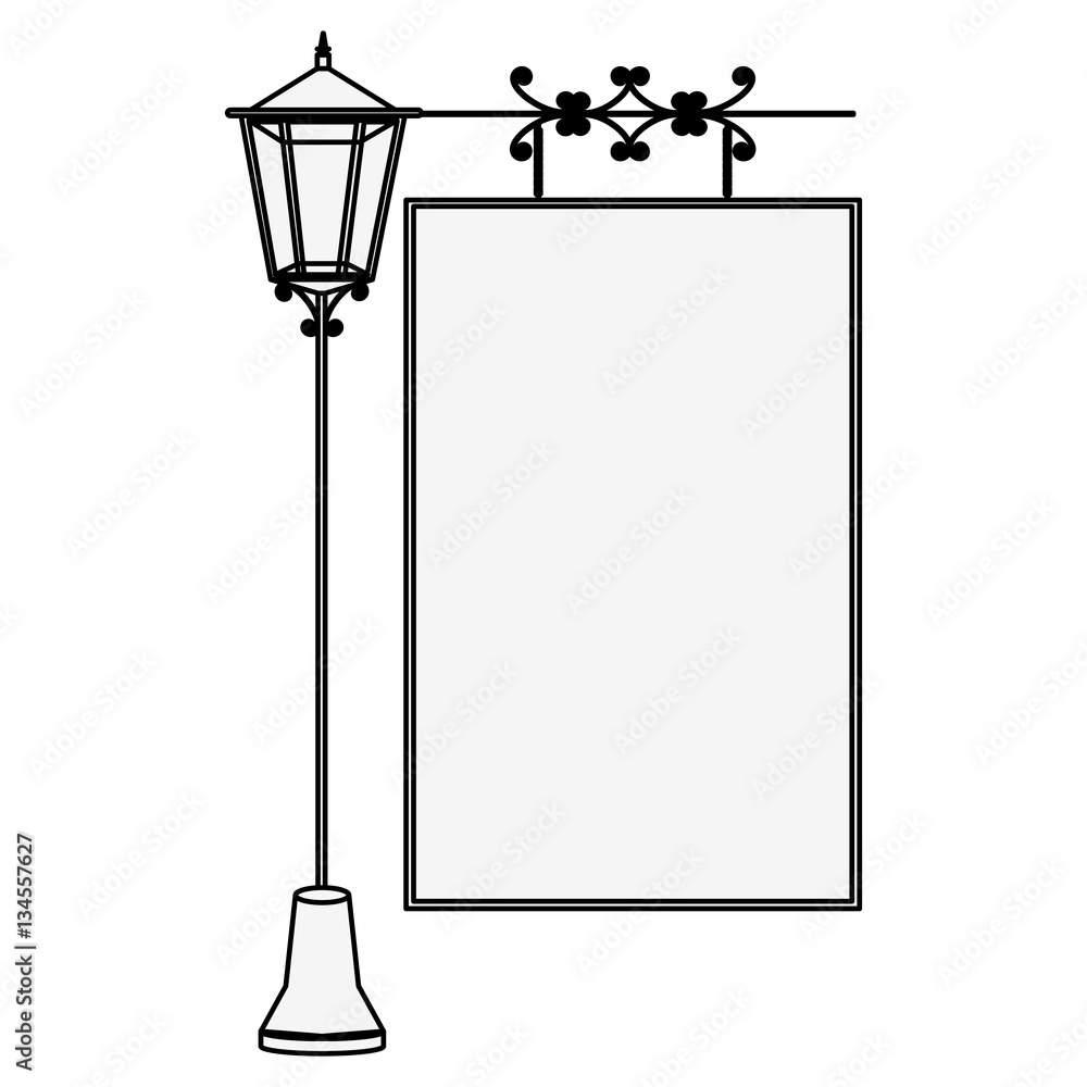 silhouette lamp post with poster vector illustration Stock Vector ...