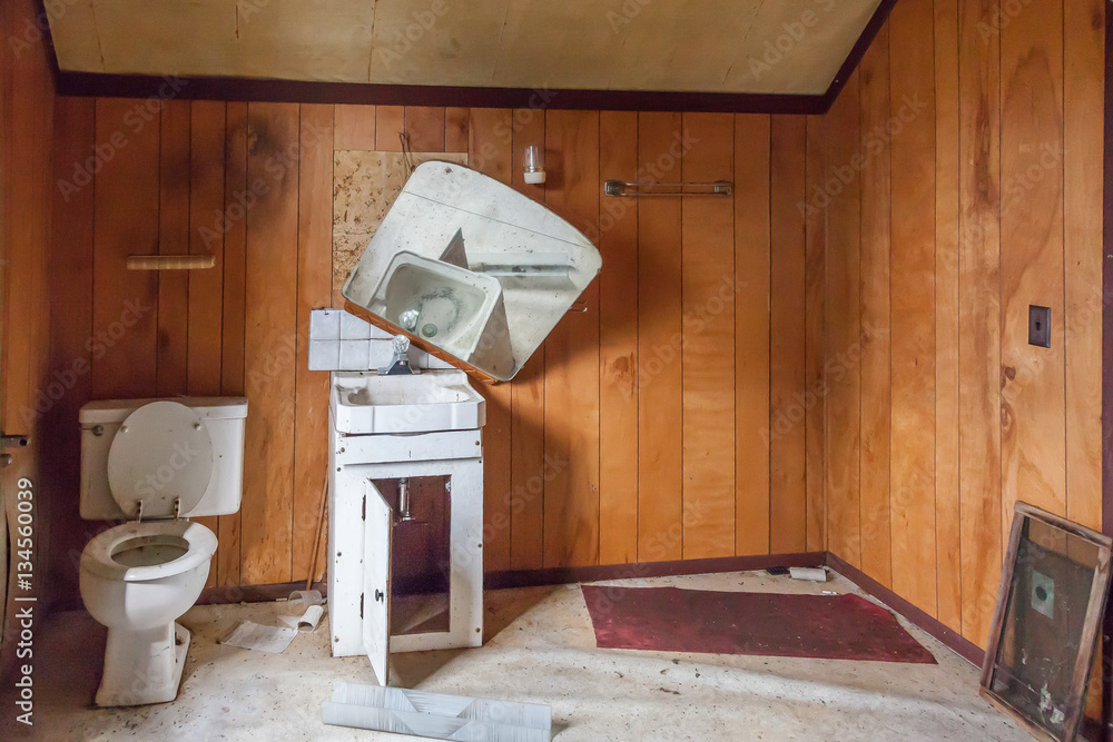 creepy scary abandoned bathroom Stock Photo | Adobe Stock