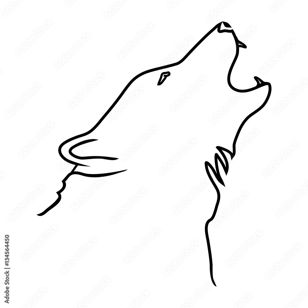 WOLF HEAD OUTLINE Stock Vector | Adobe Stock