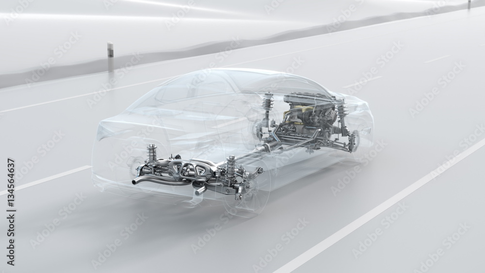 Abstract city car structure overview during drive. Opacity design 3d ...