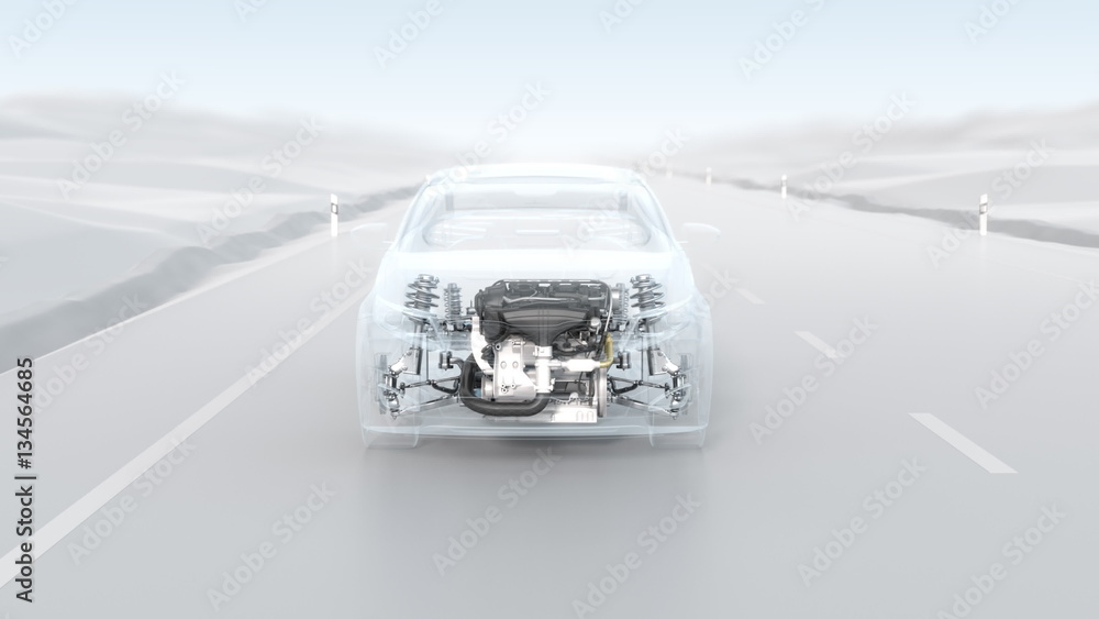 Abstract city car structure overview during drive. Opacity design 3d ...