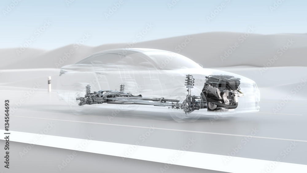 Abstract city car structure overview during drive. Opacity design 3d ...