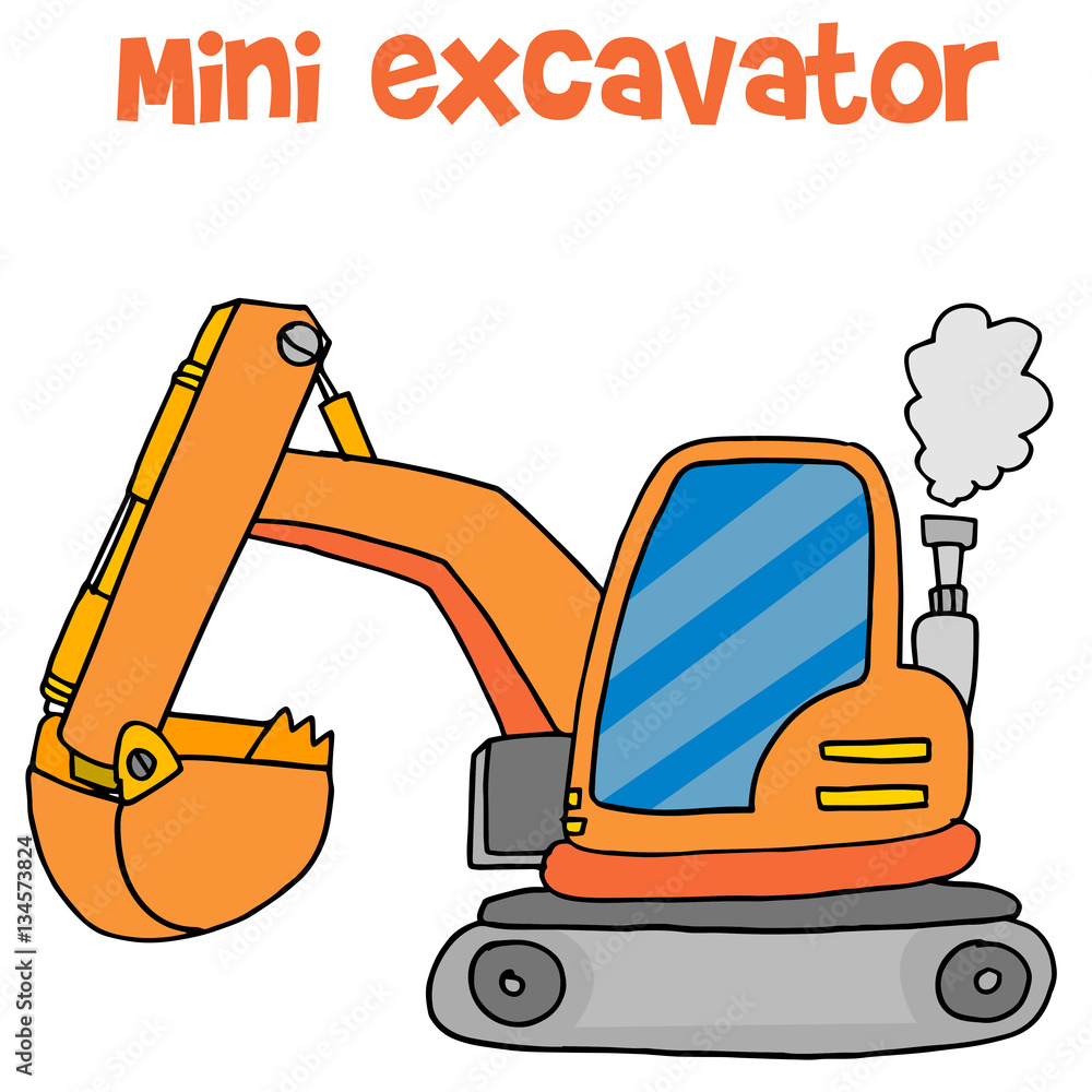 Cartoon mini excavator vector art Stock Vector | Adobe Stock