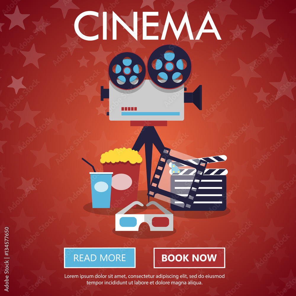 Movie cinema premiere poster design. Vector template banner for show ...