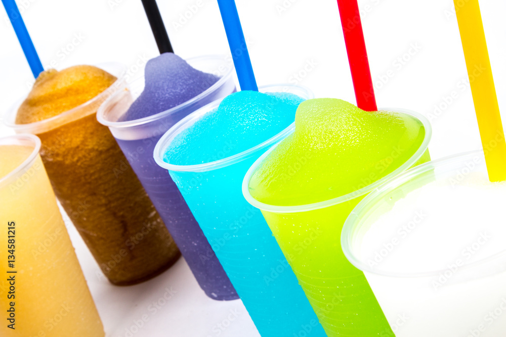 Colorful slushy, summer drink with straw Stock Photo | Adobe Stock