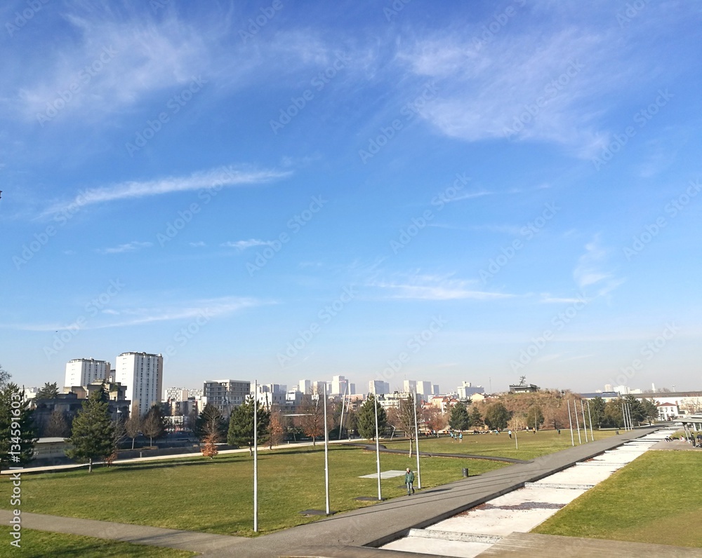 View of a sport stadium during a sunny day Stock Photo | Adobe Stock