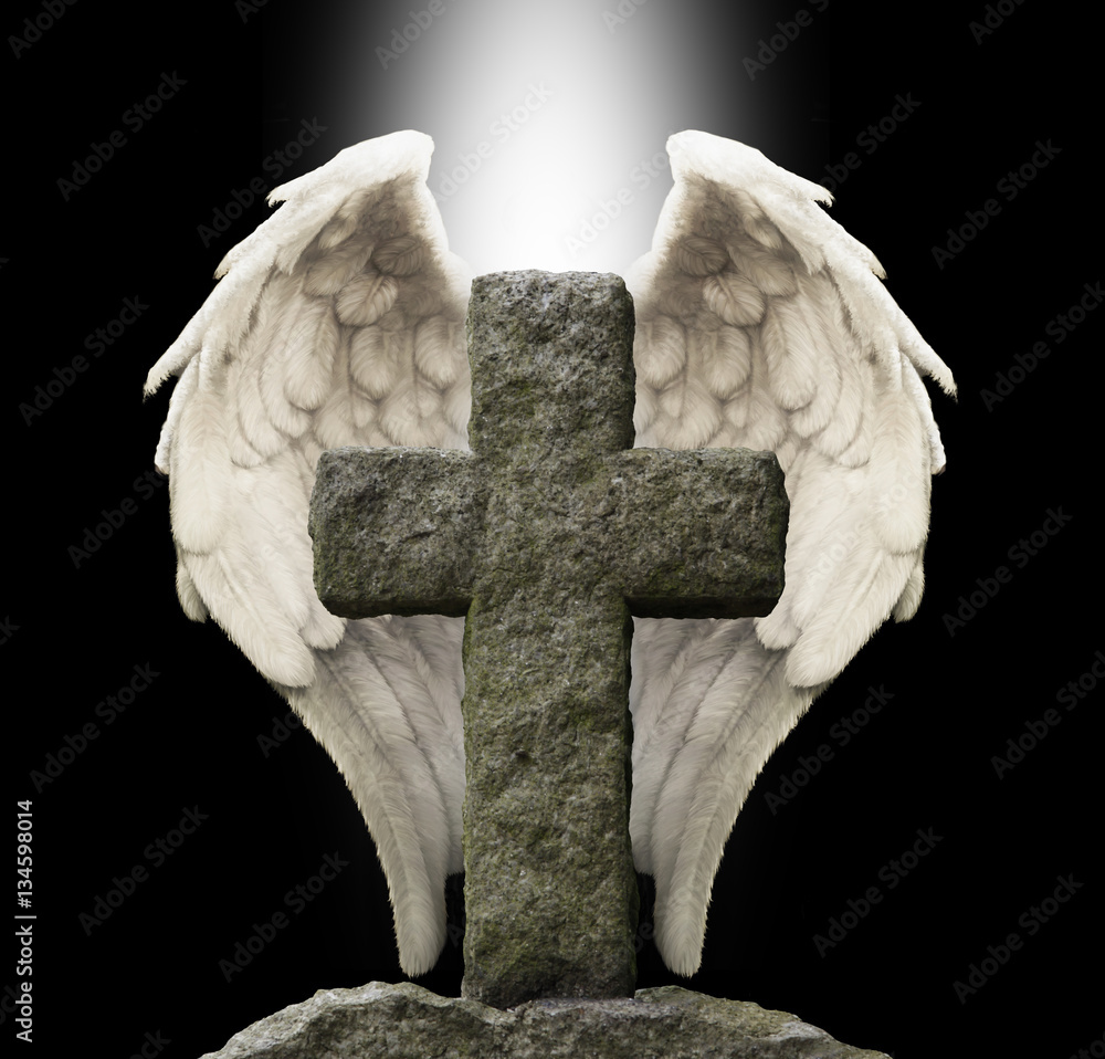 Crosses With Wings Background