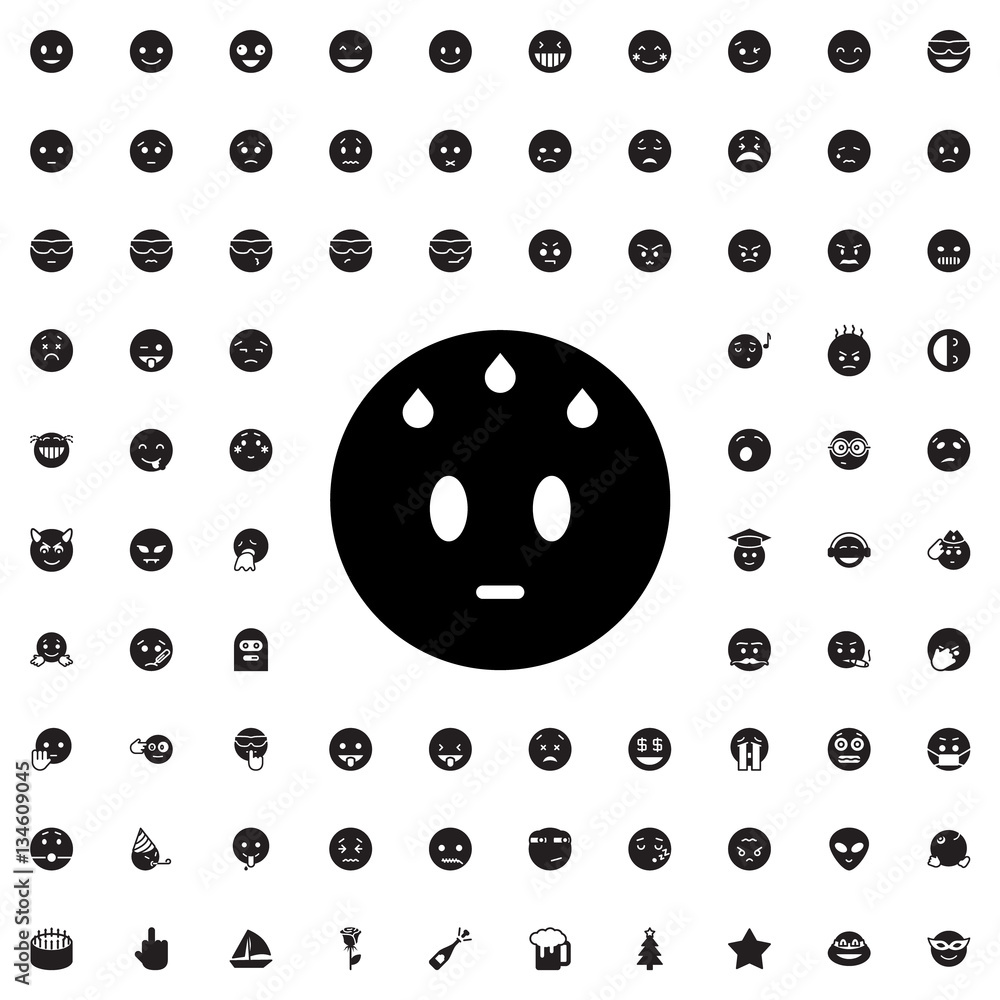 sweating emoticon icon illustration Stock Vector | Adobe Stock