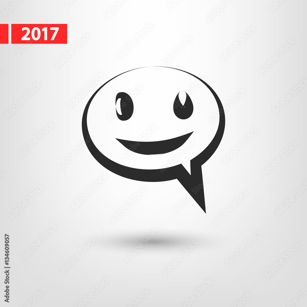 smile talking bubble icon, vector illustration. Flat design style Stock ...