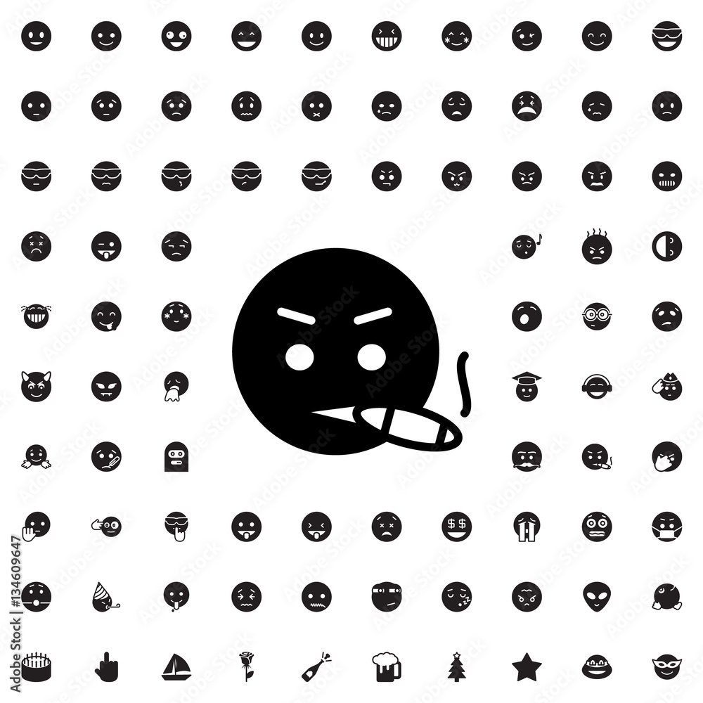 smoking emoticon icon illustration Stock Vector | Adobe Stock
