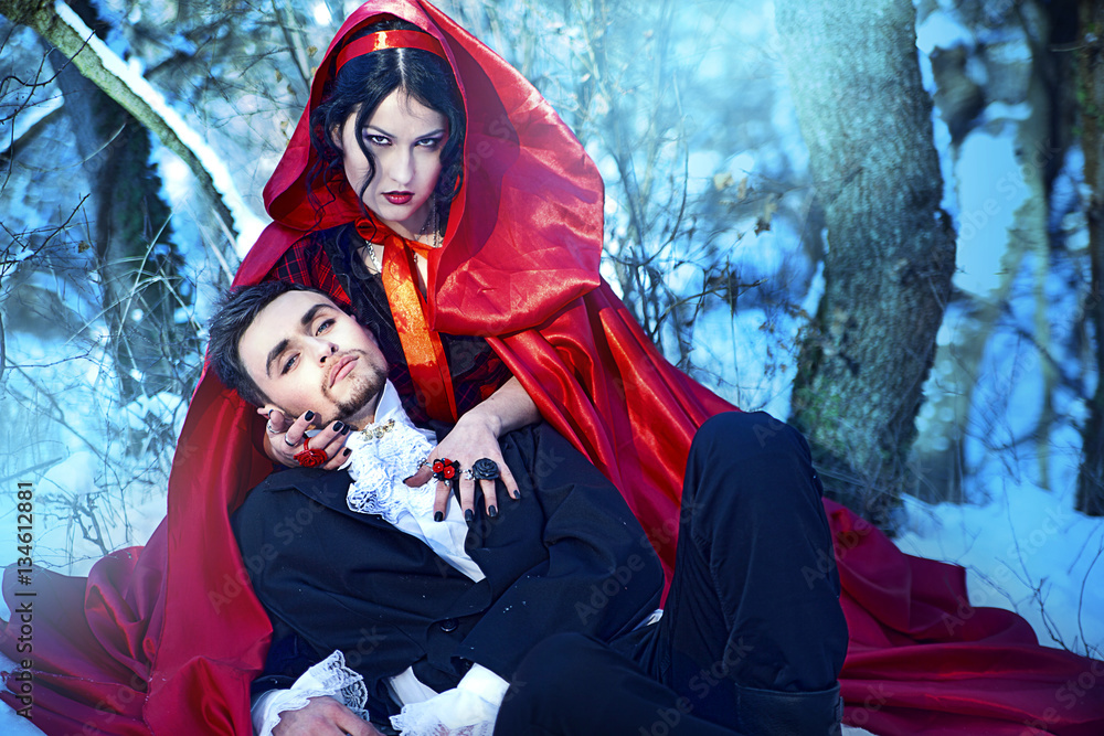 Red Riding Hood in love with a prince Stock Photo | Adobe Stock