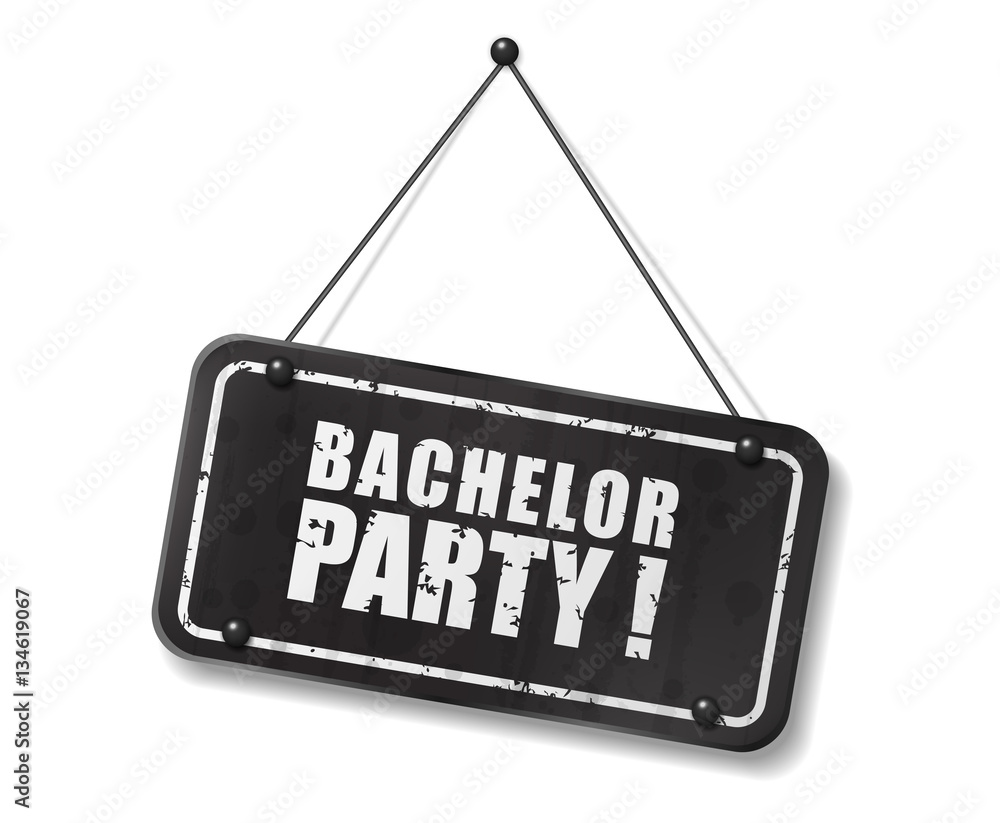 Vintage old black sign with Bachelor party text, Vector Illustration ...
