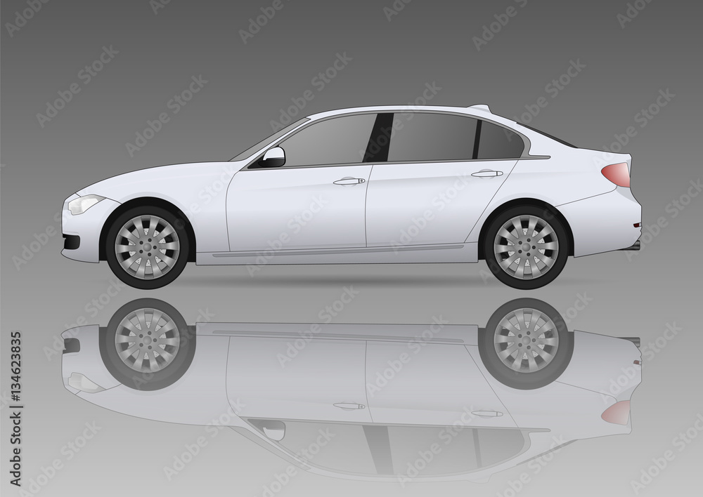 Realistic model car isolated on background. Detailed drawing. Vector ...