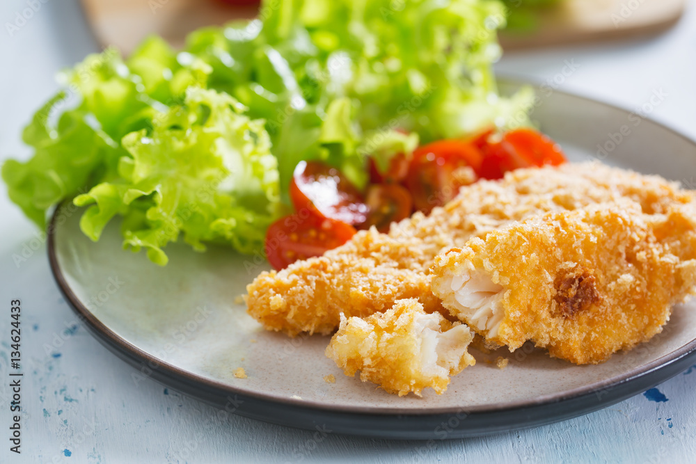 fried fish fillet with bread crumb for healthy meal Stock Photo | Adobe ...