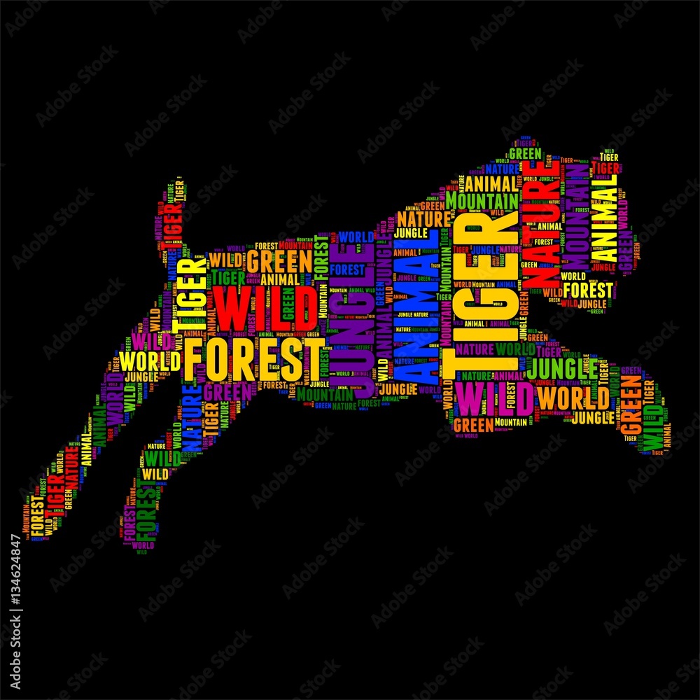 Tiger Typography word cloud colorful Vector illustration Stock Vector ...