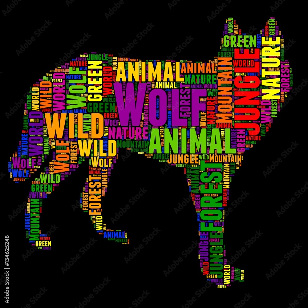 Wolf Typography word cloud colorful Vector illustration vector de Stock ...