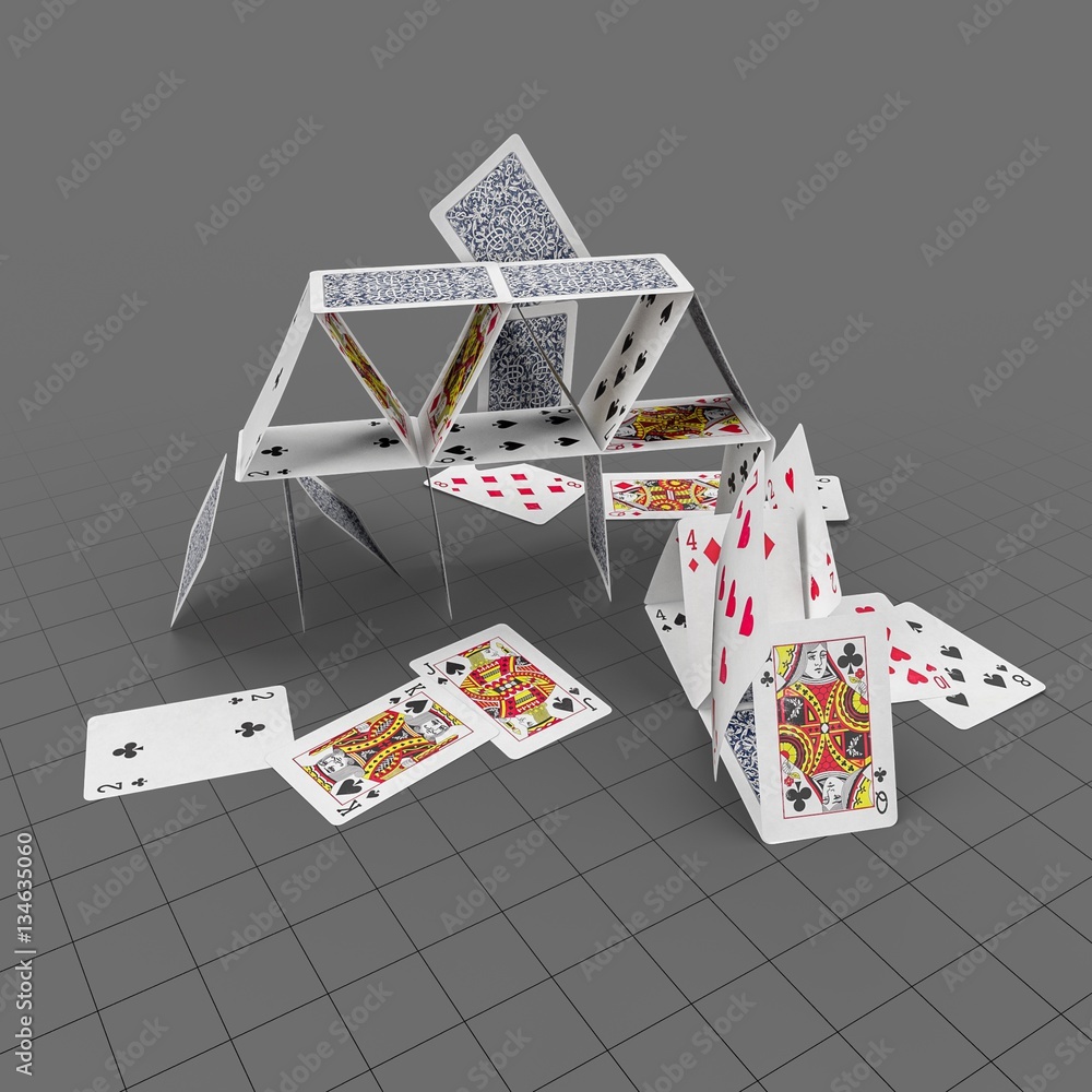 House Of Cards Falling Stock 3D asset | Adobe Stock