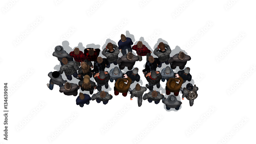 large crowd of people - top view - isolated on white background Stock ...