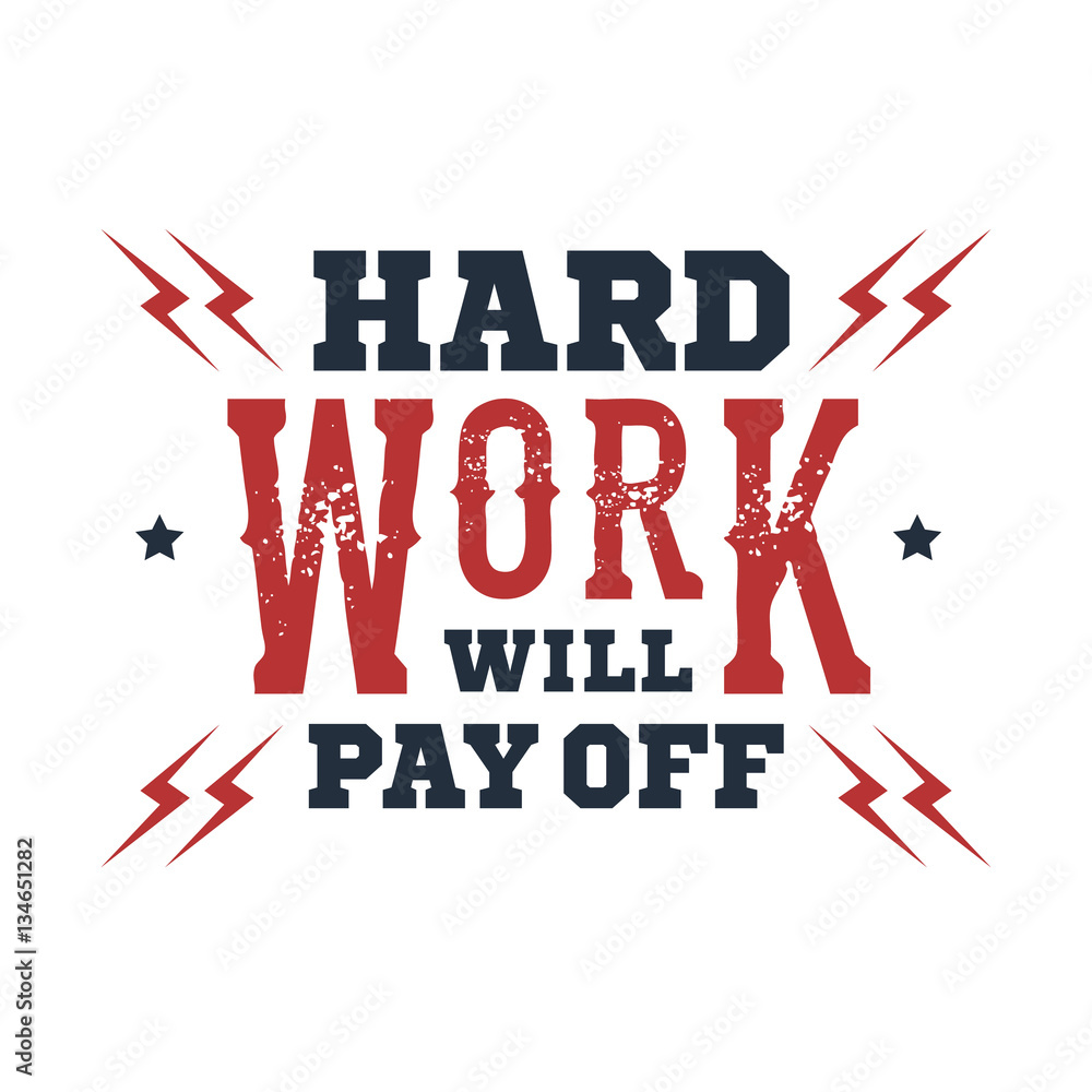 Inspirational red and black vector lettering on white background. Hard ...