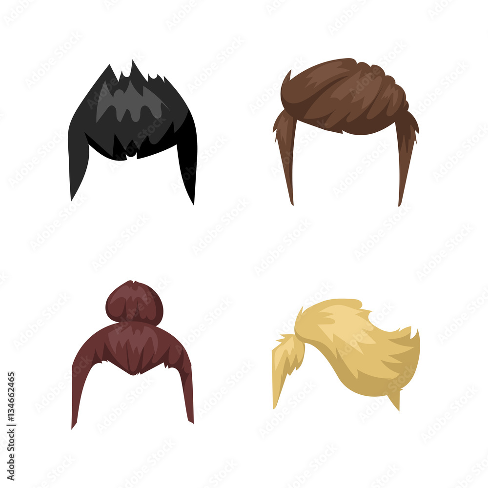 Hairstyle beard and hair face cut mask flat cartoon vector. Stock ...