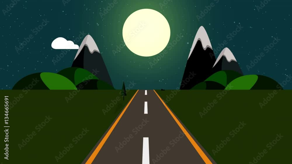 Video Stock ride through a cartoon highway seamless loop. Animated road ...