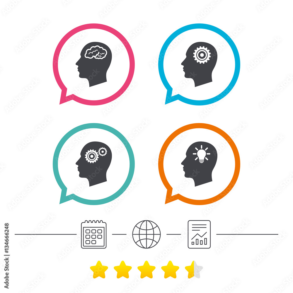 Head with brain icon. Male human symbols. Stock Vector | Adobe Stock