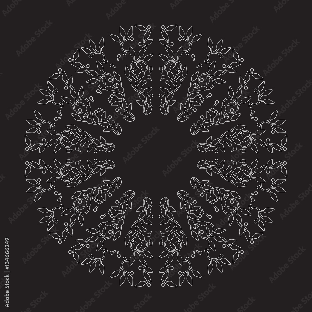 Abstract white color frame design, isolated template, black background ...