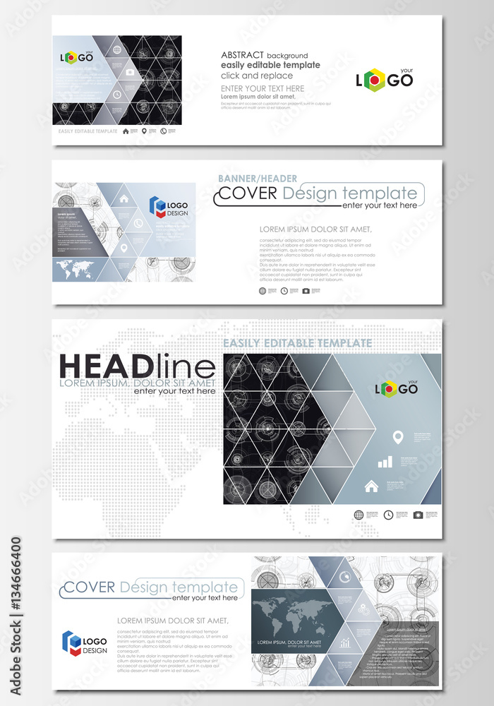Social media and email headers set, modern banners. Business templates ...