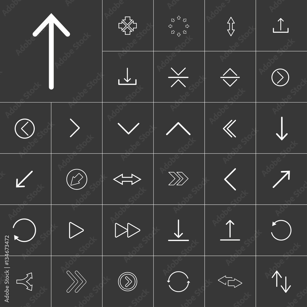 up, thin line arrow icon set for use in different applications, Stock ...