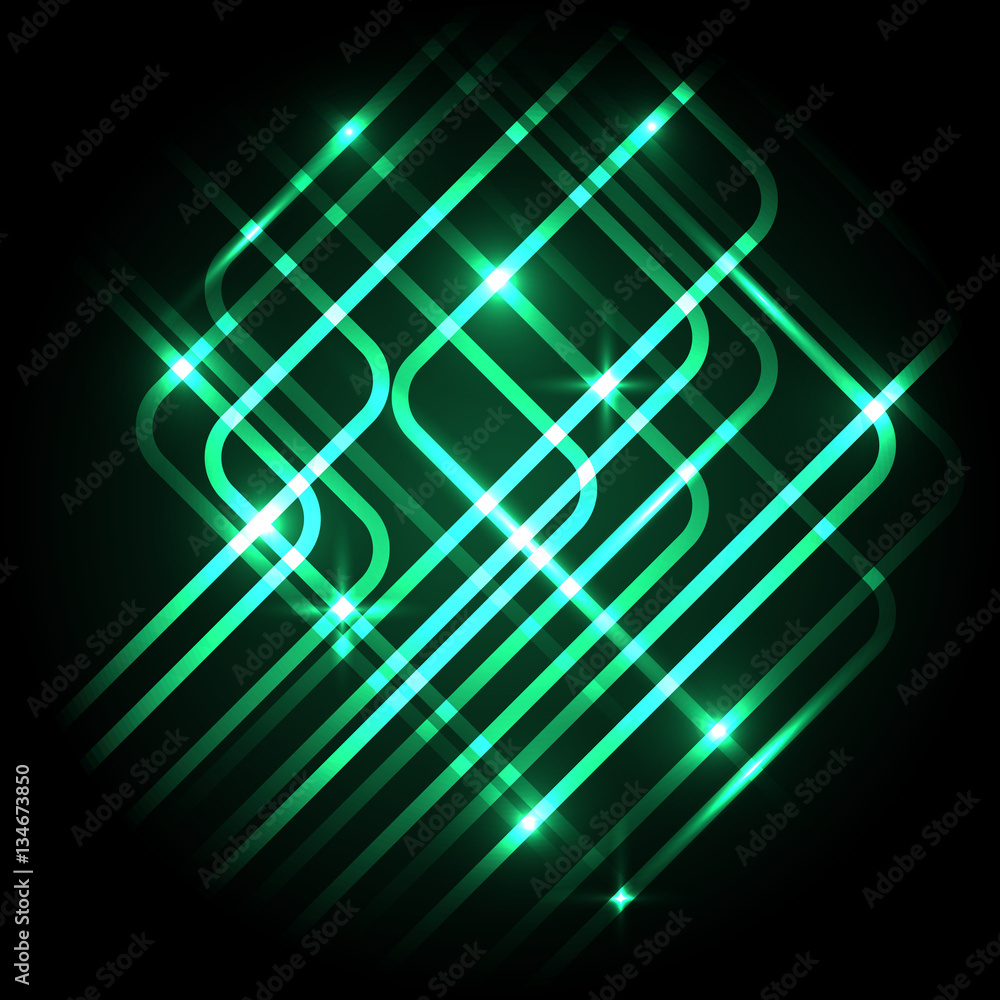 Abstract neon green background with lines Stock Vector | Adobe Stock