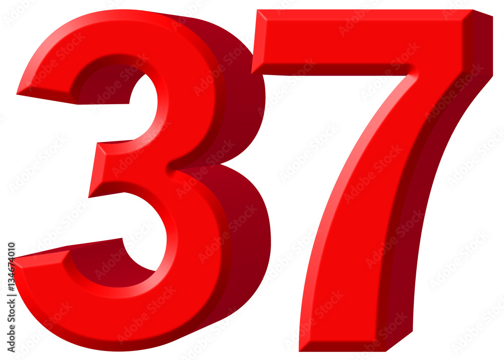 Numeral 37, thirty seven, isolated on white background, 3d rende Stock ...