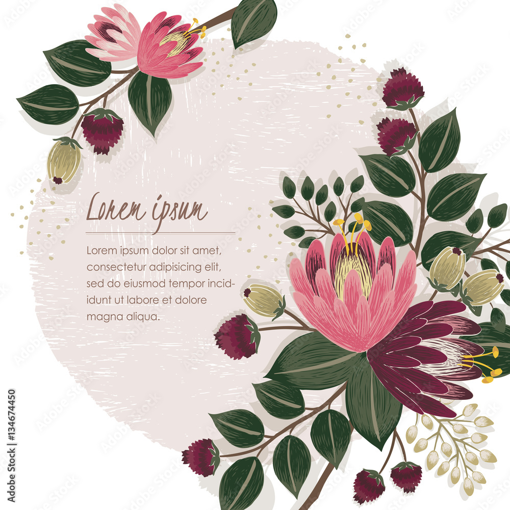 Vector illustration of a beautiful floral border with spring flowers ...
