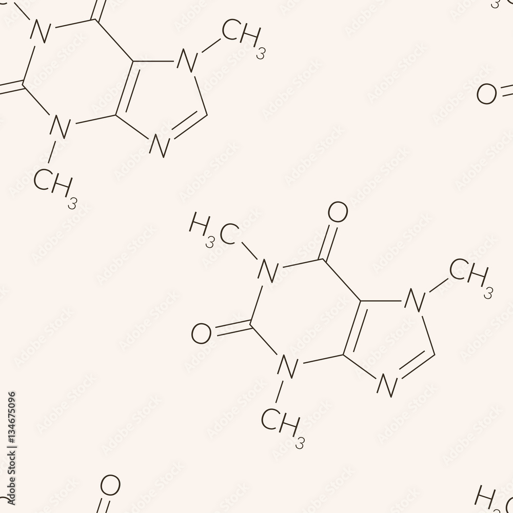 Caffeine molecule pattern, seamless background design Stock Vector ...