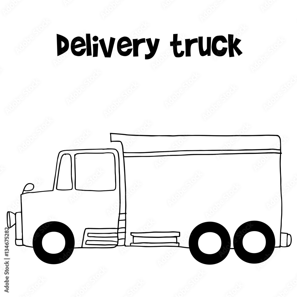 Delivery truck with hand draw Stock Vector | Adobe Stock