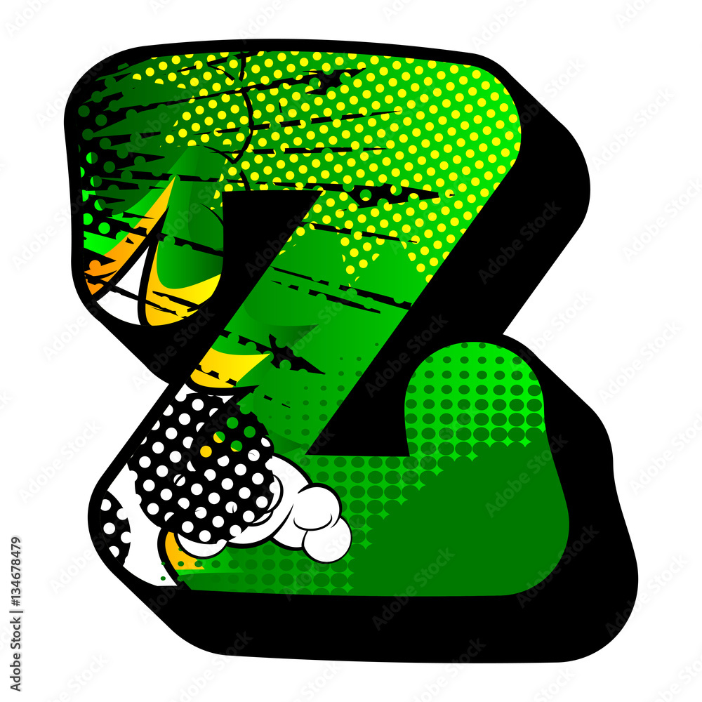 Letter Z filled with comic book explosion, background. Stock Vector ...